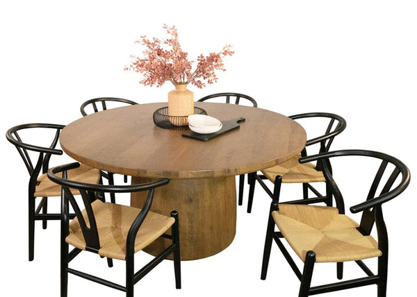 Boab Round Dining Table - Warm Teak Finish